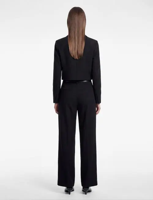 Koton Long Sleeve Notched Lapel Cropped Blazer With Brooch Detail