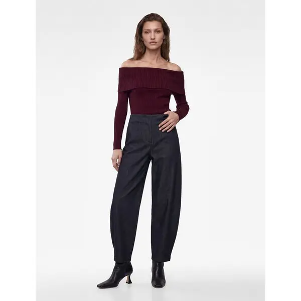 Koton High Rise Barrel Trousers - Navy