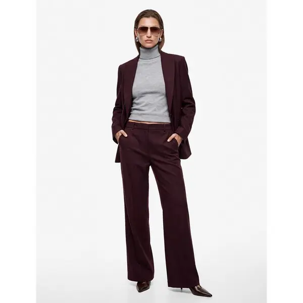 Koton Straight Tailored Trousers With Pockets - Plum