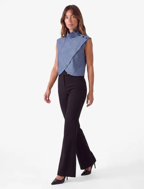 Koton Sleeveless Funnel Neck Asymmetric Wrap Top