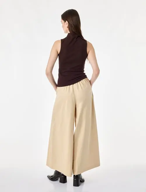 Koton Cotton Gabardine Pleated Wide Leg Pants