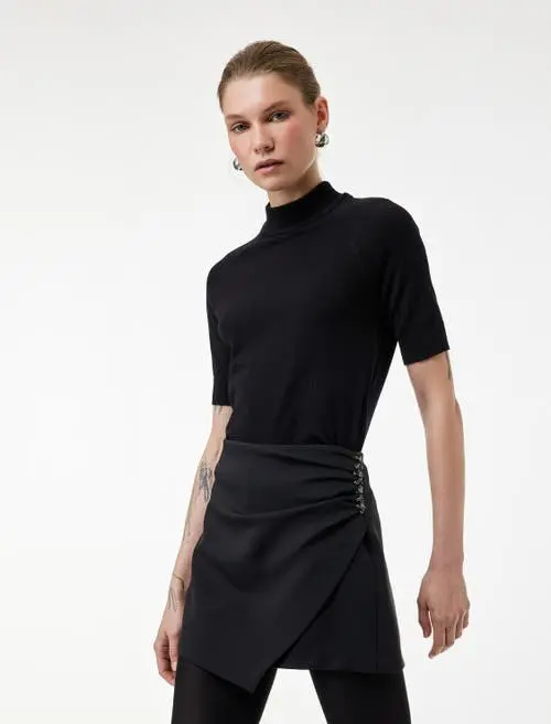 Koton Slim Draped Wrap Mini Skort
