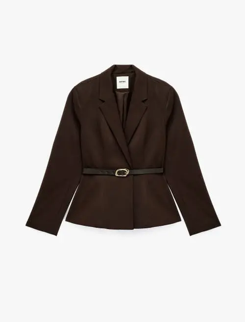 Koton Long Sleeve Notched Lapel Blazer With Belt