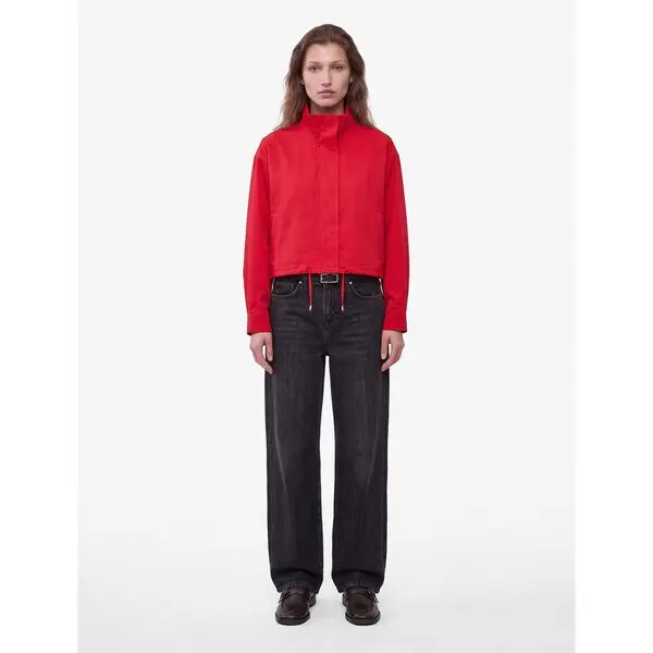 Koton Cotton Funnel Neck Gabardine Bomber Jacket - Red