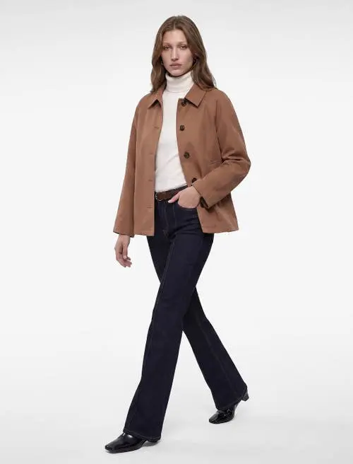 Koton Long Sleeve Collared Gabardine Short Trench Coat