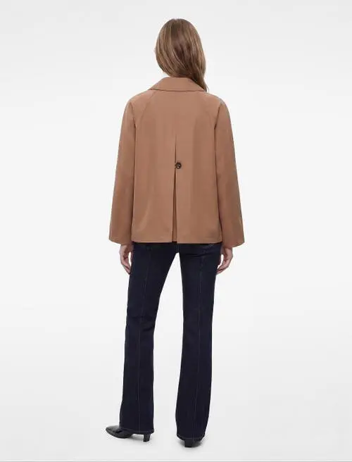 Koton Long Sleeve Collared Gabardine Short Trench Coat