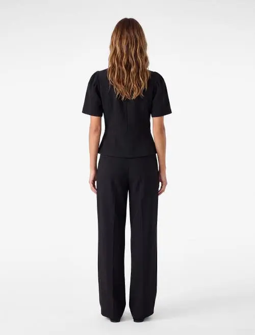 Koton Slim Fit V Neck Short Puff Sleeve Peplum Blouse With Frog Closure