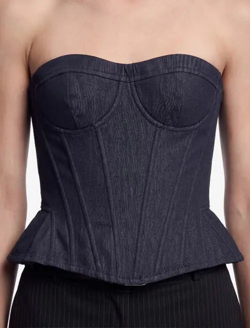 Koton Structured Strapless Corset Top With Flared Hem