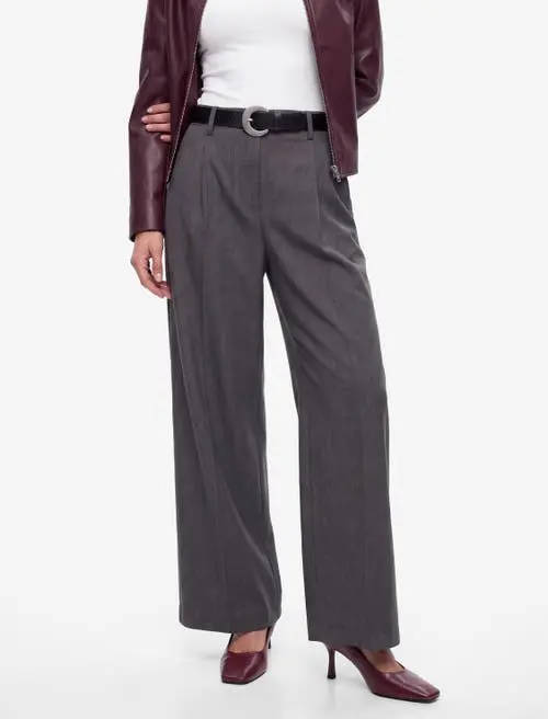 Koton Wide Leg Pleated Trousers With Adjustable Buttoned Hems