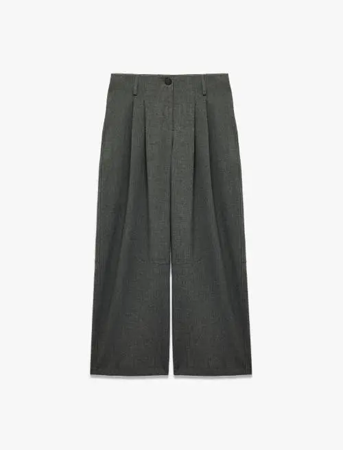 Koton Wide Leg Pleated Trousers With Adjustable Buttoned Hems