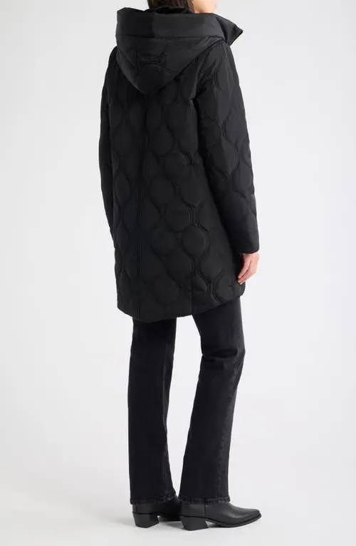 Bcbgmaxazria Quilted Zip Front Jacket With Faux Fur Lining - Black