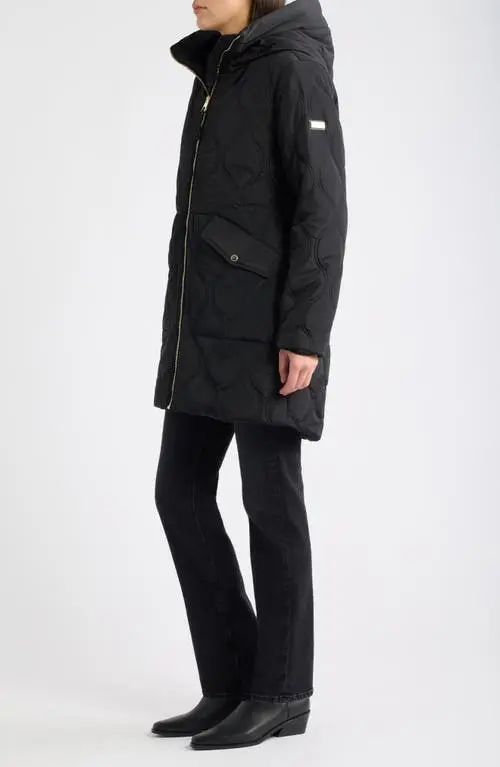 Bcbgmaxazria Quilted Zip Front Jacket With Faux Fur Lining - Black