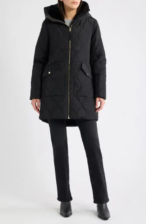 Bcbgmaxazria Quilted Zip Front Jacket With Faux Fur Lining - Black