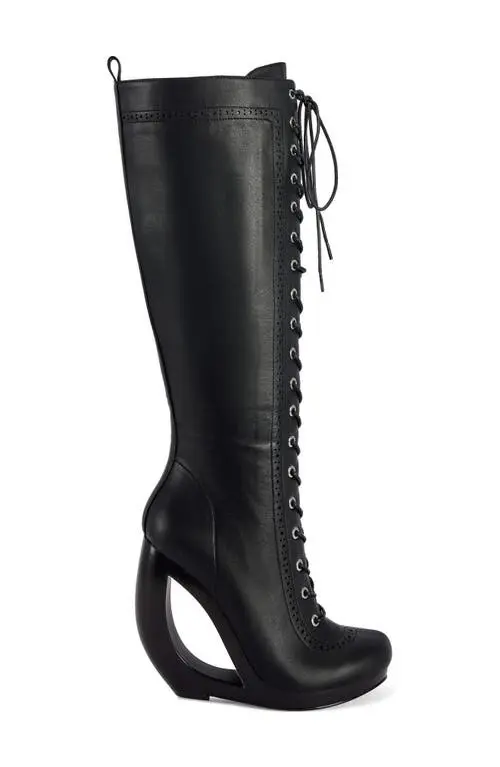 AZALEA WANG Lutz Cutout Wedge Knee High Boot