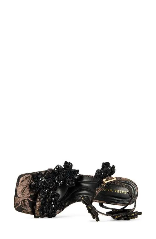 AZALEA WANG Anastasia Floral Ankle Strap Sandal - Bronze