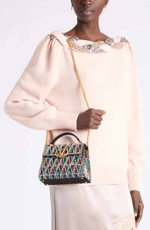 Valentino Garavani V-sling Sequin Mini Top Handle Bag
