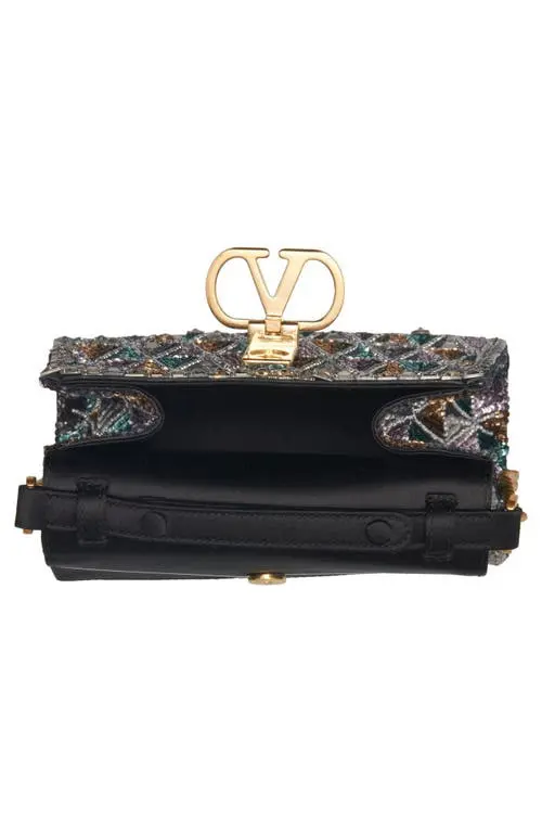 Valentino Garavani V-sling Sequin Mini Top Handle Bag