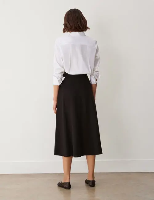 FINERY LONDON Ruth Ponte Jersey Midi Skirt - Black