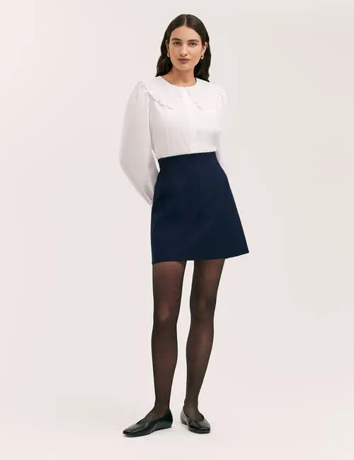 FINERY LONDON Helia Ponte Jersey Mini Skirt - Navy