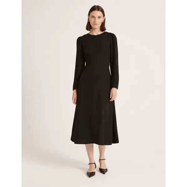 FINERY LONDON Petite Caley Crepe Zip Front Midi Dress