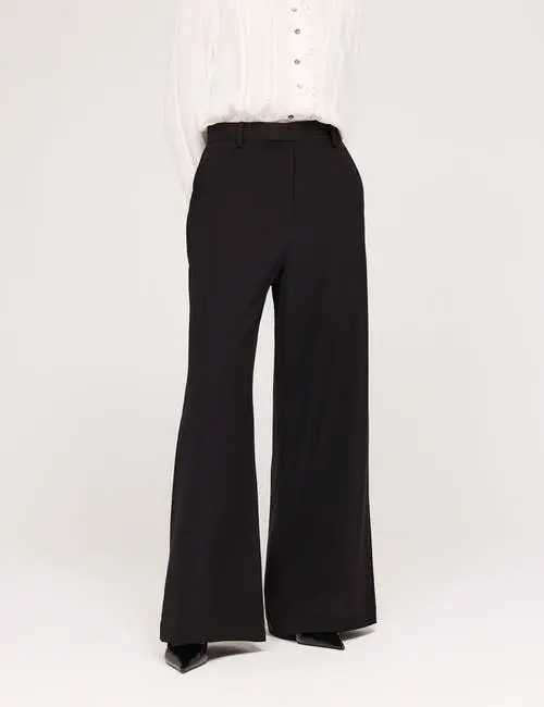 FINERY LONDON Addie Regular Twill Wide Leg Pants