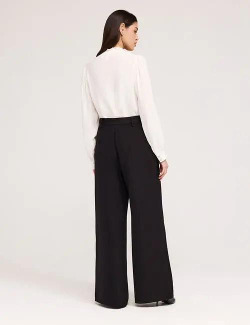 FINERY LONDON Addie Regular Twill Wide Leg Pants