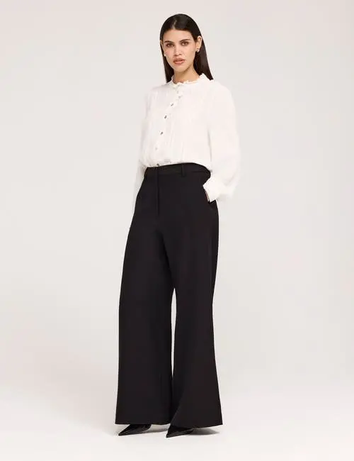 FINERY LONDON Addie Regular Twill Wide Leg Pants