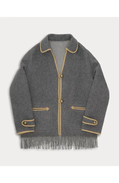 FORTELA Danika Wool Fringe Coat - Grey