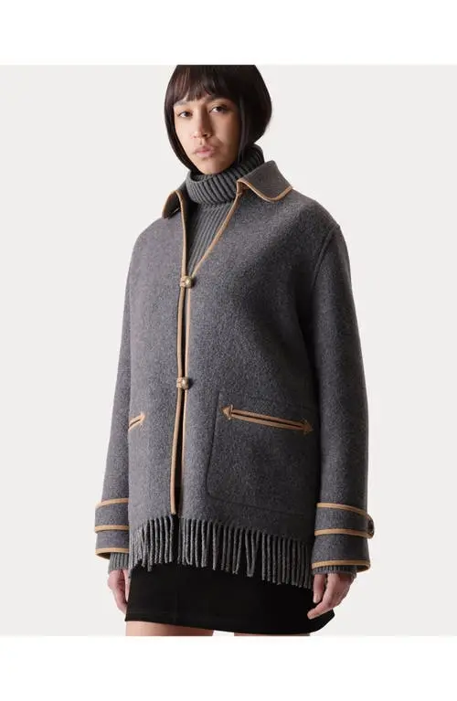 FORTELA Danika Wool Fringe Coat - Grey