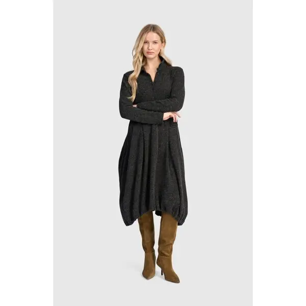 Alembika Marl Knit Draped Pockets Dress
