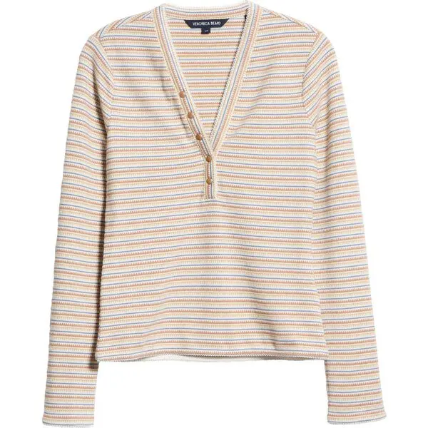 Veronica Beard Faelan Striped V-neck Sweater