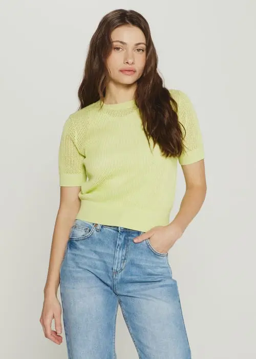7 Diamonds Selene Open Knit Top - Soft Lime