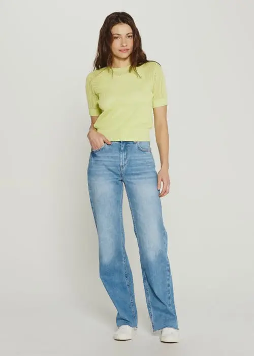 7 Diamonds Selene Open Knit Top - Soft Lime