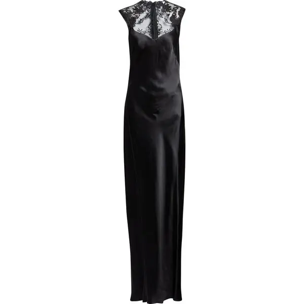 Alexander McQueen Satin & Lace Column Gown