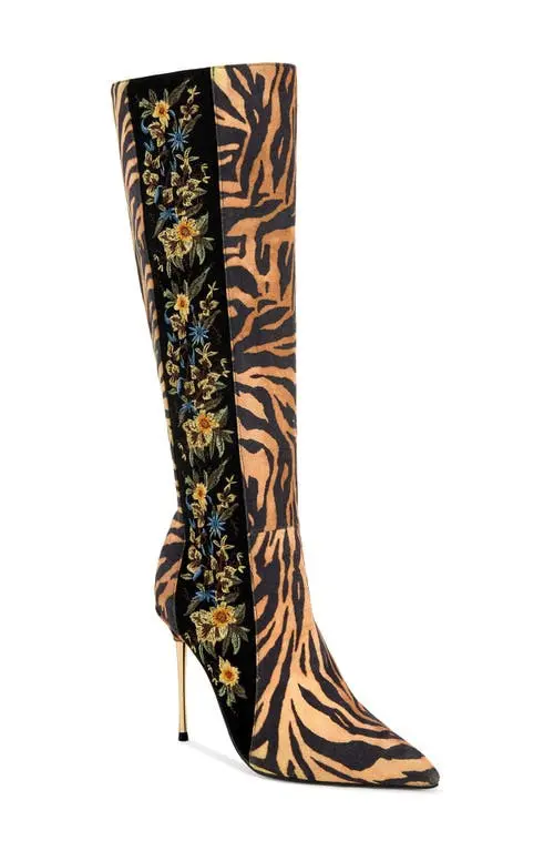 AZALEA WANG Talune Embroidered Knee High Boot