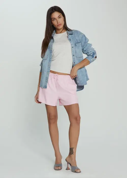 7 Diamonds Lana Linen Short - Light Pink