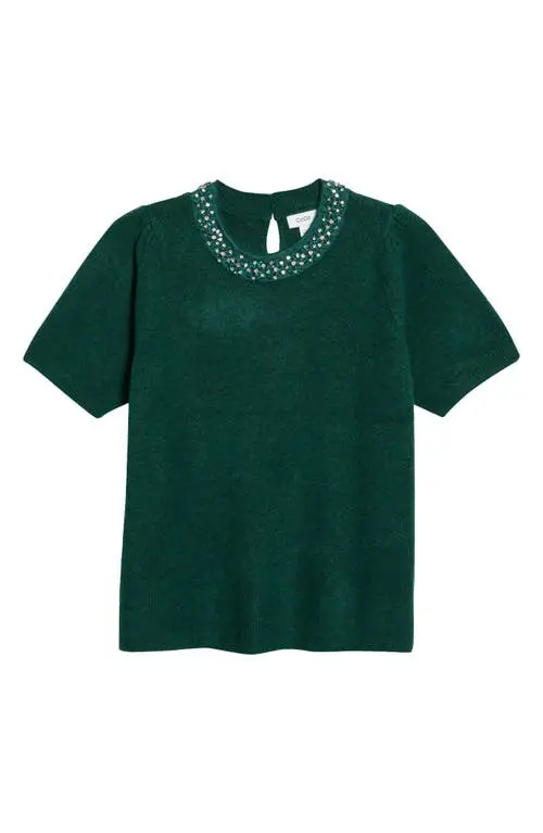 CECE DUPRAZ Crystal Embellished Short Sleeve Sweater - Wise