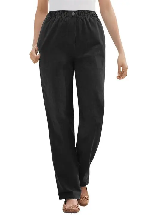 WOMAN WITHIN 7 Day Corduroy Pant - Black