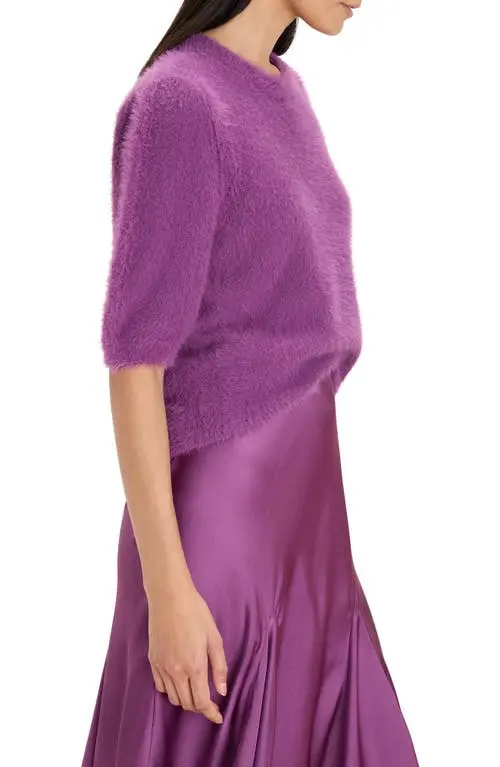 NIC+ZOE Brushed Metallic Puff Sleeve Sweater - Berry