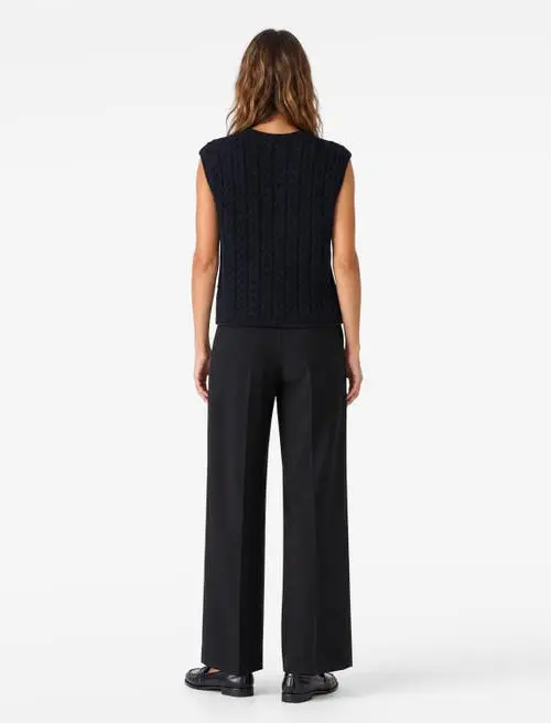 Koton Crew Neck Sleeveless Cable-knit Vest Sweater - Navy