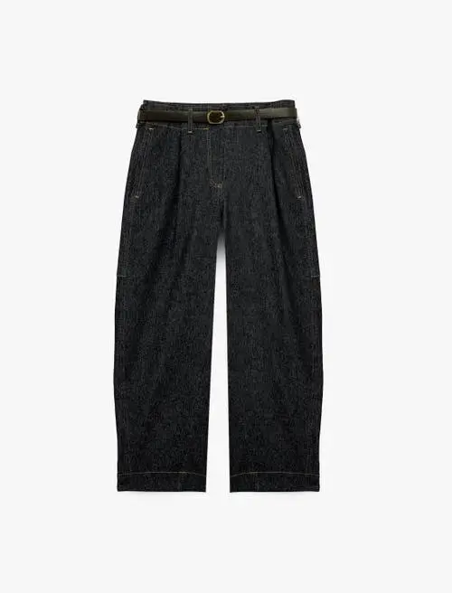 Koton Cotton Blend Barrel Pants With Belt