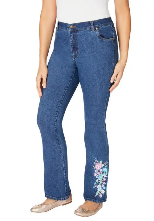 WOMAN WITHIN Bootcut Stretch Denim Jean - Purple