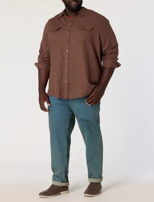 HARBOR BAY BY DXL Big & Tall Solid Flannel Sport Shirt V2