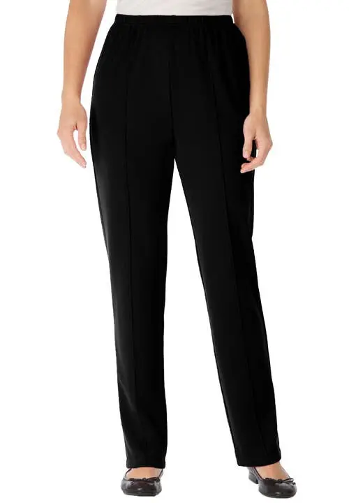 WOMAN WITHIN Knit Hassle-free Pull-on Elastic Waist Pants - Black