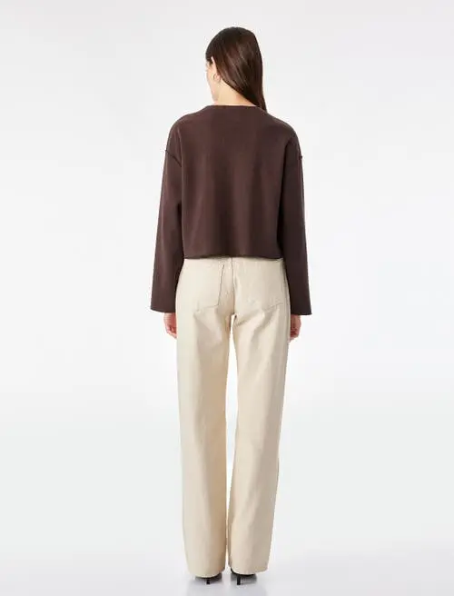 Koton Long Sleeve Crew Neck Cardigan