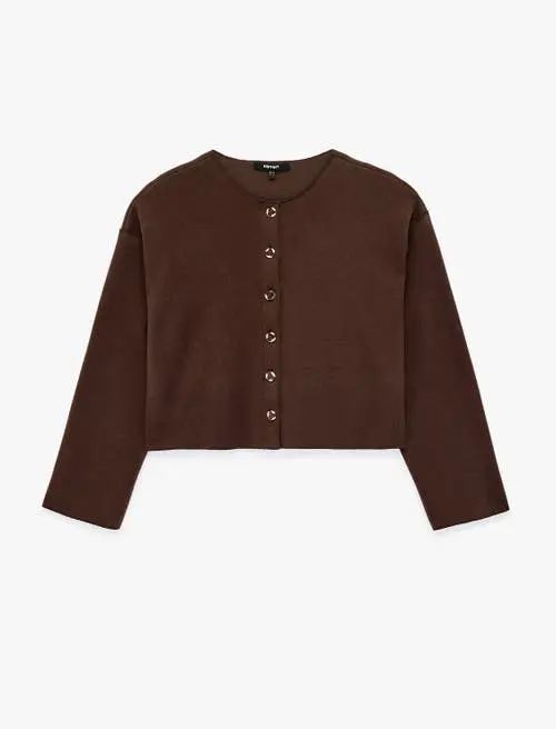 Koton Long Sleeve Crew Neck Cardigan