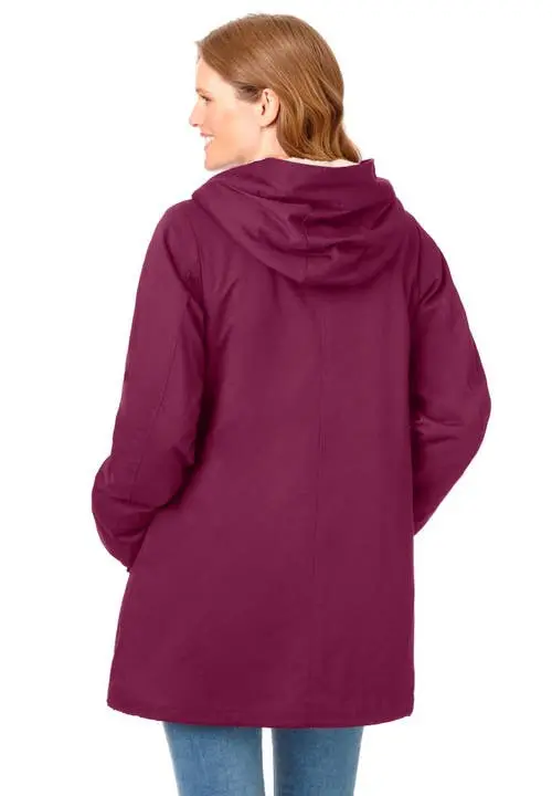 WOMAN WITHIN Fleece Lined Hooded Parka - Deep Claret