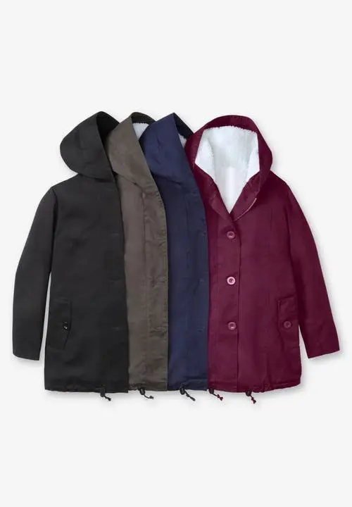 WOMAN WITHIN Fleece Lined Hooded Parka - Deep Claret