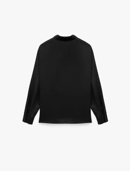 Koton Regular Fit Long Sleeve Satin Shirt - Black