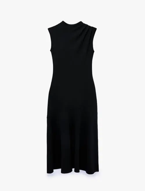 Koton Mock Neck Sleeveless Midi Dress With Draped